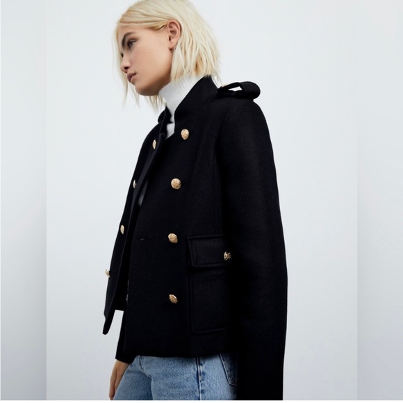 Zara | Jackets & Coats | Zara Gold Buttons Wool Jacket | Poshmark